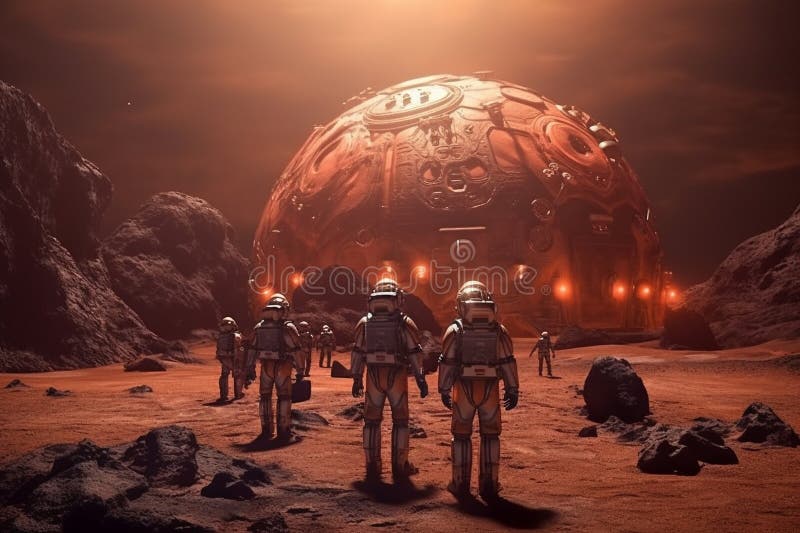 Colonization of Planet Mars. Generative AI Stock Illustration ...