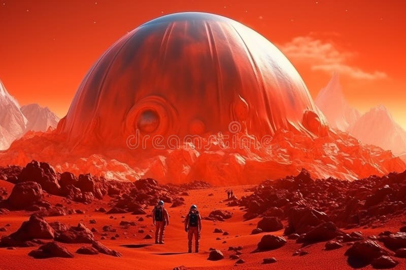 Colonization of Planet Mars. Generative AI Stock Illustration ...