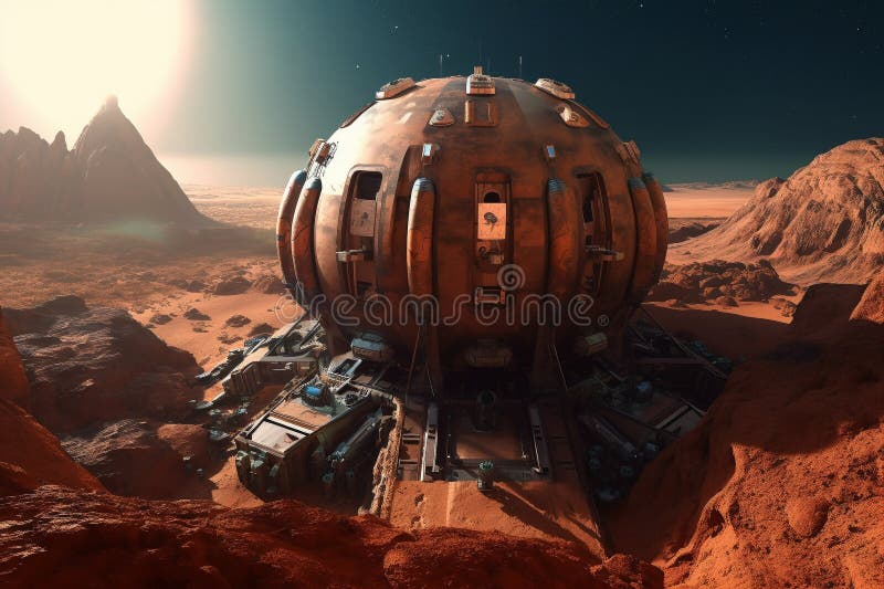 Colonization of Planet Mars. Generative AI Stock Illustration ...