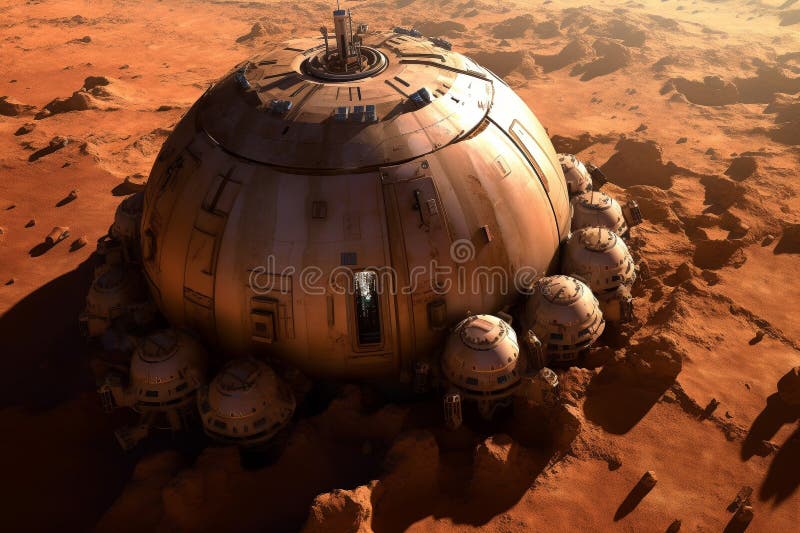 Colonization of Planet Mars. Generative AI Stock Illustration ...