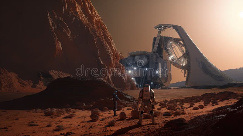 Colonize Mars, Digital Art Illustration, Generative AI Stock ...
