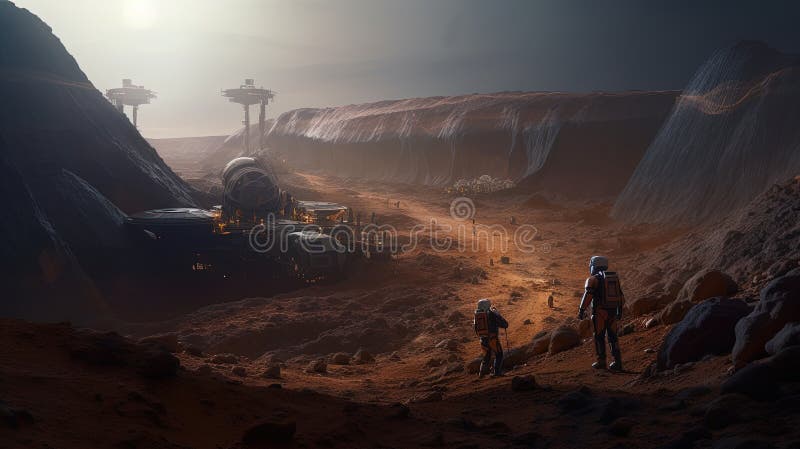 Colonize Mars, Digital Art Illustration, Generative AI Stock ...