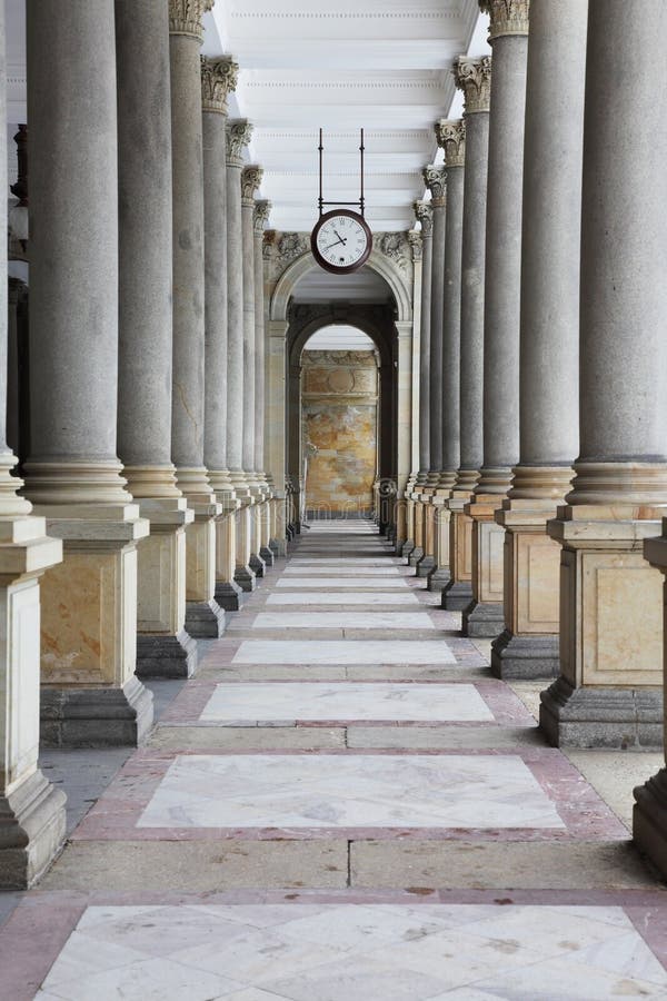 Stone Colonnade in the Spa Town of Karlovy Vary Czech Republic Stock ...