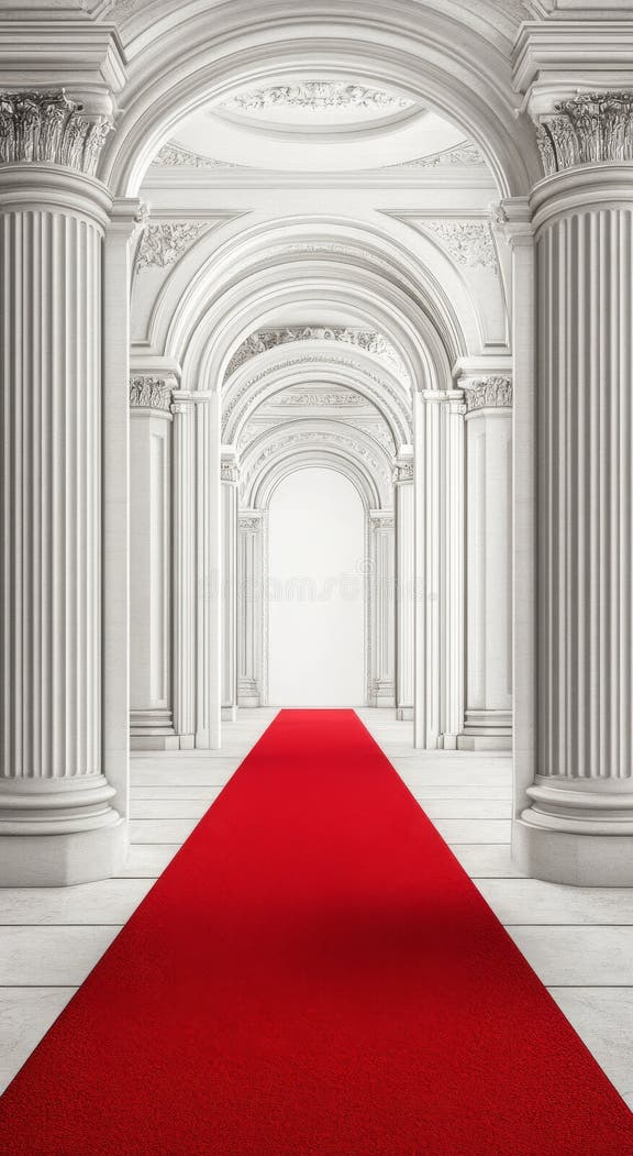 Through a Colonnade of Classical White Design Runs a Pathway of Red ...