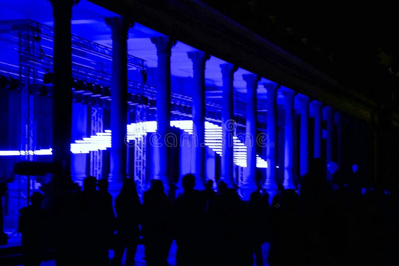 Colonnade light show editorial image. Image of colonnade - 159750430