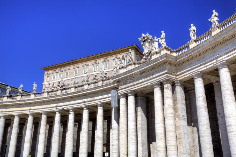 Colonnade of Saint Peters Basilica Stock Image - Image of church ...