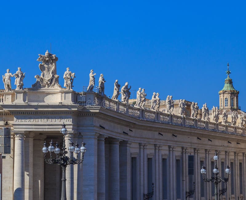 Colonnade at St. Peter`s Square in Rome, Vertical Shot Editorial ...