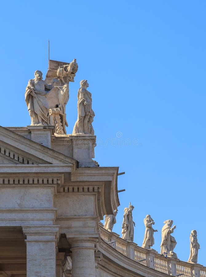 Colonnade at St. Peter`s Square in Rome, Vertical Shot Editorial ...