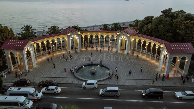 The Colonnade Symbol of the City of Gagra at Evening Illumination ...