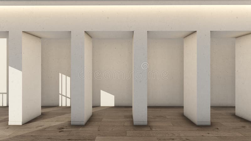 Colonnaded Hall Room Interior Space Design 3d Rendering Stock ...