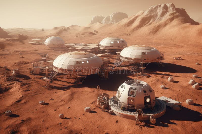 Colony Base Mars Desert. Generate Ai Stock Illustration - Illustration ...