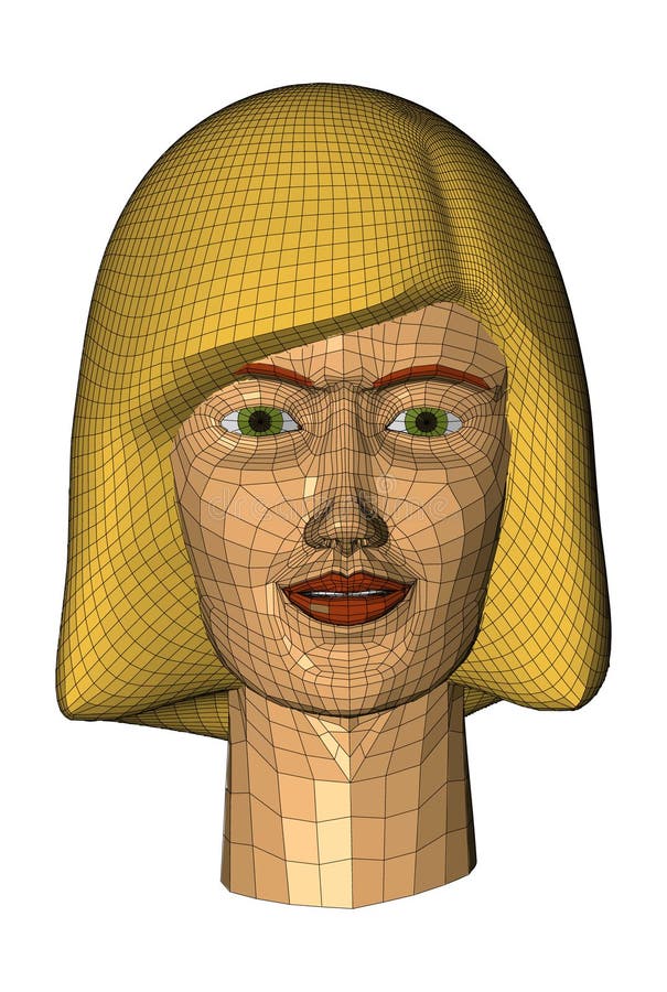 Color 3D mesh female head stock vector. Illustration of lips - 6870618