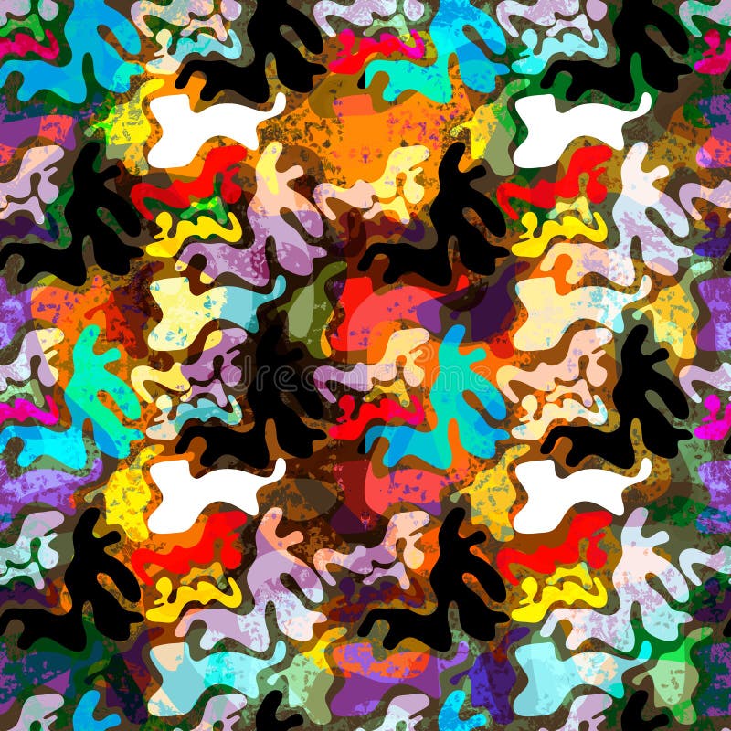 Color Abstract Ethnic Seamless Pattern in Graffiti Style with Elements ...