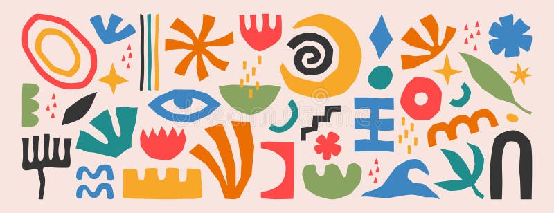 Color Abstract Geometric Shapes, Freeform Figures, Organic Nature ...