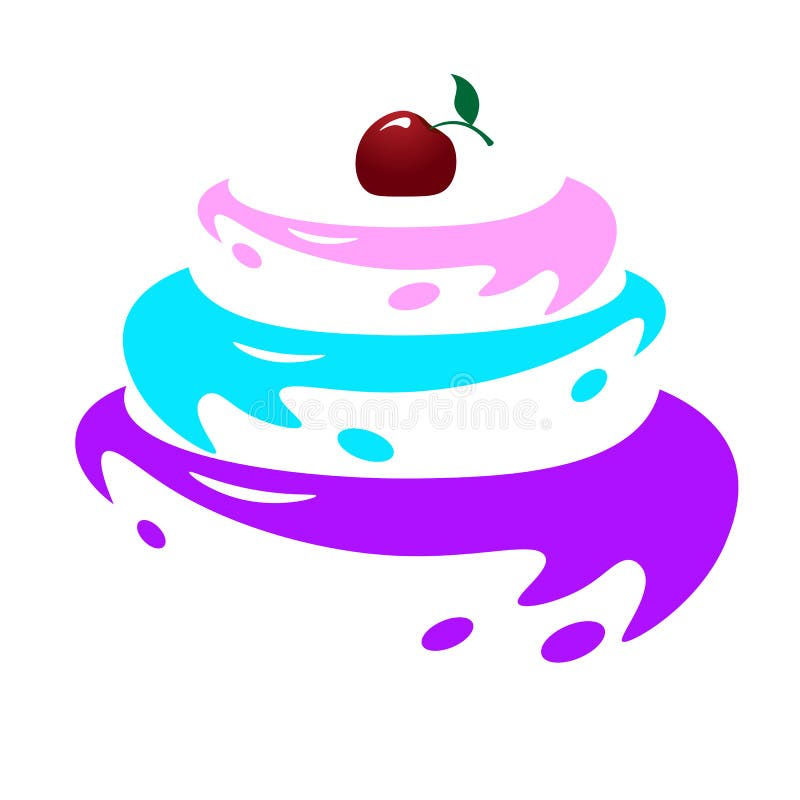 Color Abstract Shapes Cake Logo with Cherry Stock Illustration ...