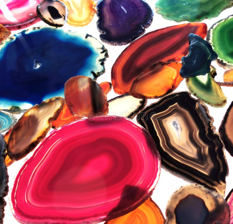Color Agate Mineral Collection Stock Photo - Image of mineral, slice ...