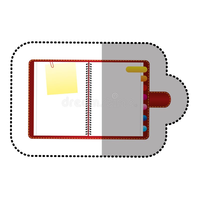 Red Agenda with Tabs and Paper Note Icon Stock Illustration ...