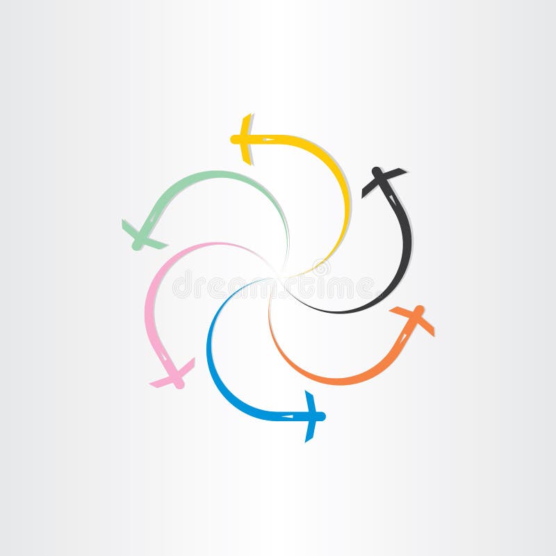 Color Airport Airplanes Flying Logo Stock Vector - Illustration of ...