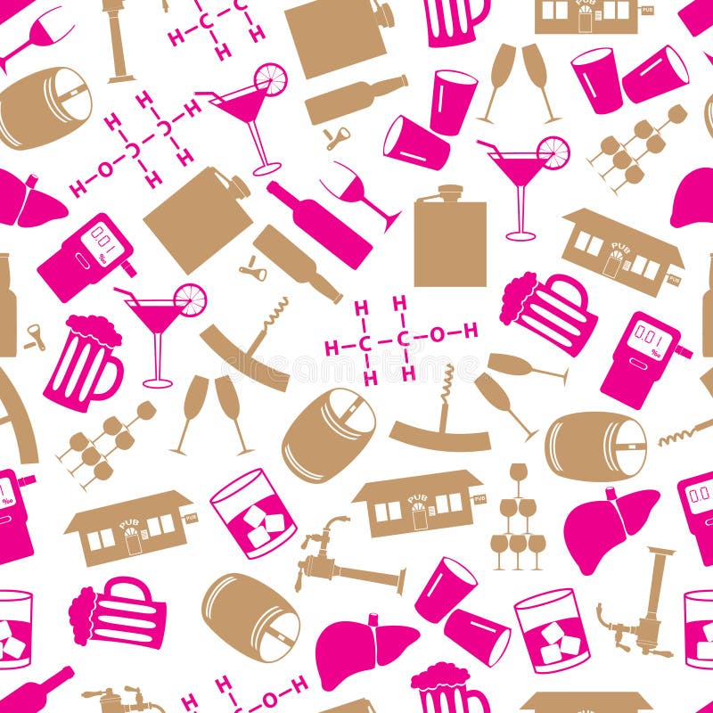 Color Alcohol Icons Seamless Pattern Stock Vector - Illustration of ...