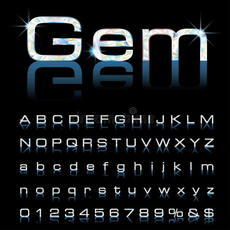 Gemstone Alphabet Font. Shiny Ruby Letters and Numbers Stock Vector ...