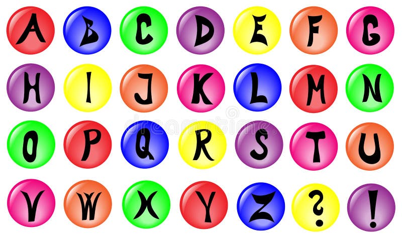 Color alphabet stock vector. Illustration of green, button - 8353241