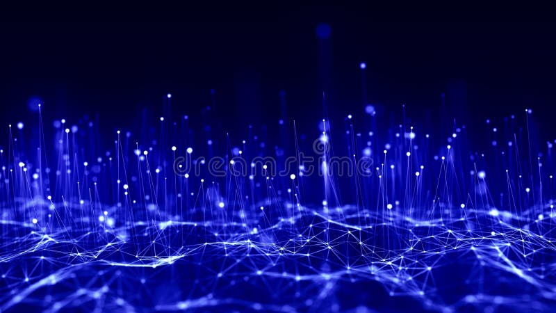 Color Animated Polygonal Space. Futuristic Wave with Dots and Lines ...