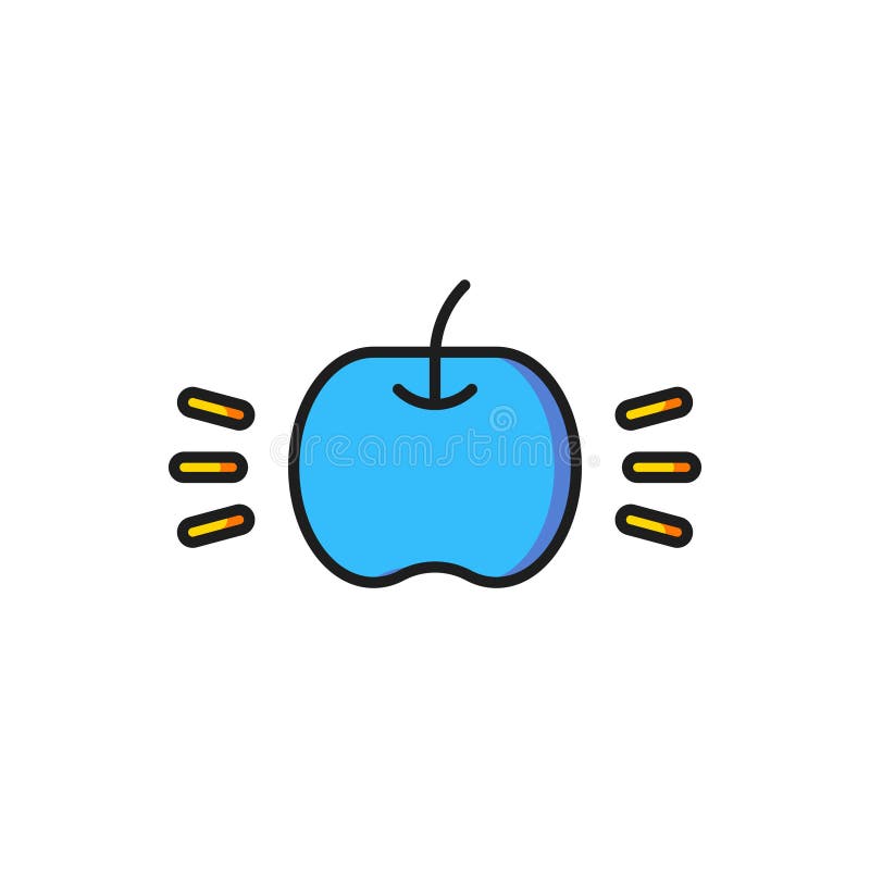 Color Apple Icon Isolated on White Background. Fruit with Leaf Symbol ...