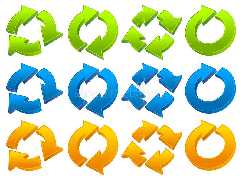 Colorful Arrows Forming Circle - Cycle 3d Concept Stock Illustration ...