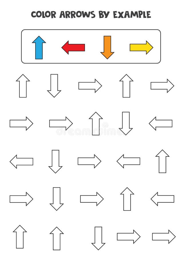 Color Arrows According To the Example. Math Game for Children. Stock ...
