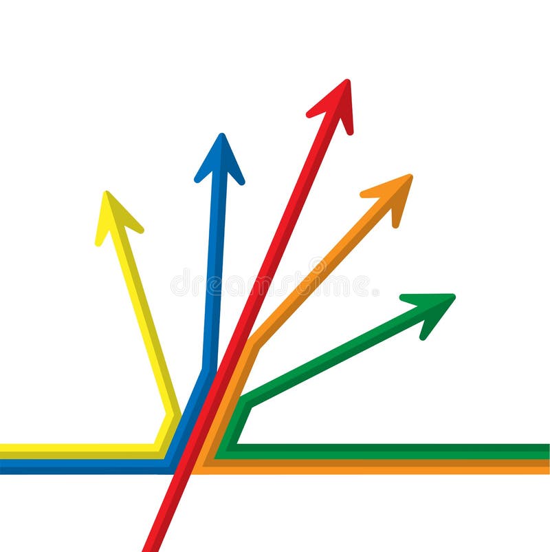 Color Arrows of Different Length with Changing Direction, Simple Design ...