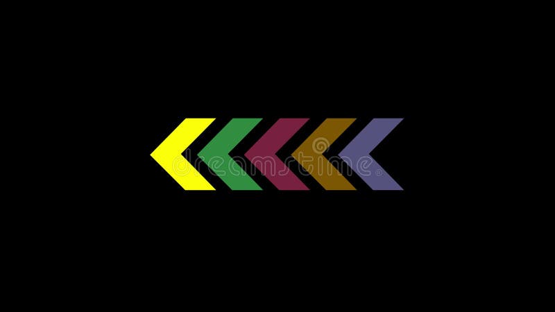 Color Arrows Moving on Black Background Motion Graphic Effects. Stock ...