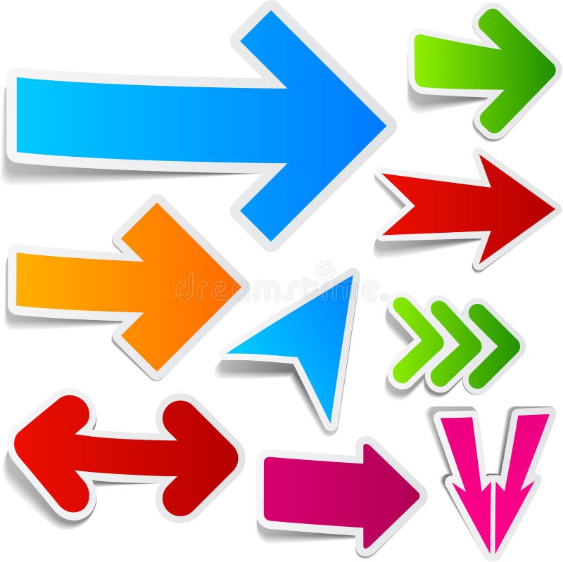Color arrows sticker set. stock vector. Illustration of arrow - 21162651