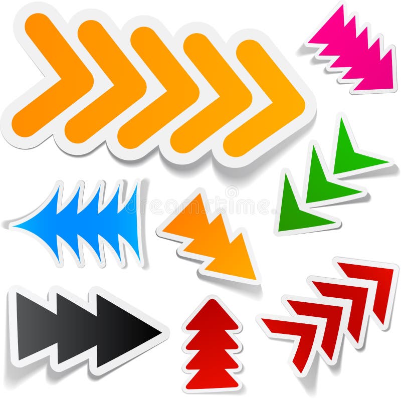 Color arrows sticker set. stock vector. Illustration of orientation ...