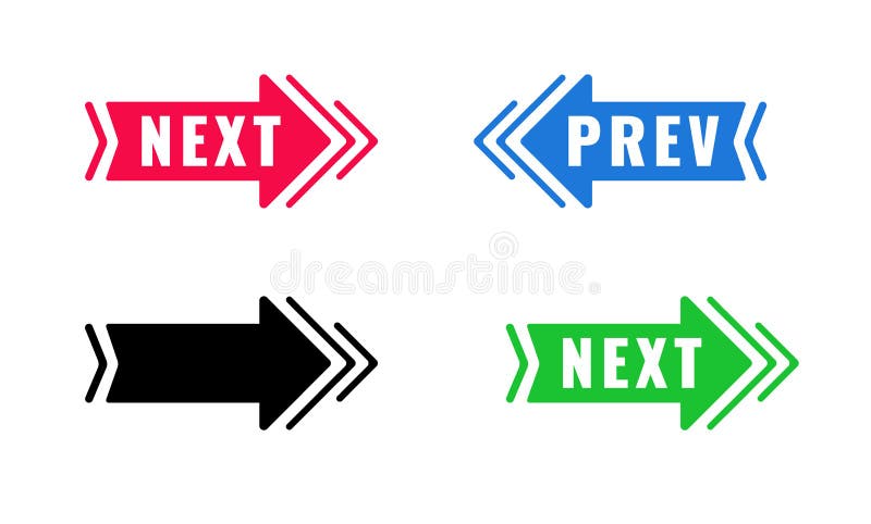 Color Arrows with World Next and Previous. Modern Red and Black Arrow ...