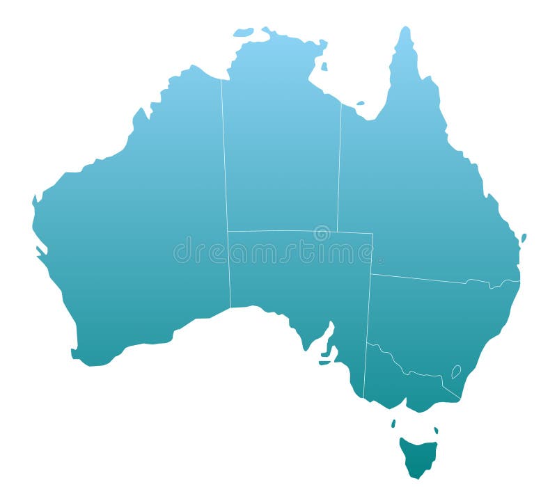 Color Azul Del Esquema Del Mapa De Australia Stock de ilustración ...
