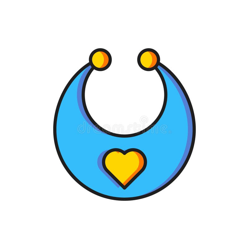 Color Baby Bib Icon Isolated on White Background. Flat Filled Outline Style with Shadow Stock ...