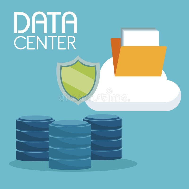 Color Background with Cloud Storage Folder and Computer Drive Data ...