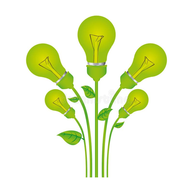 Color Background with Set of Bulb Light with Stem and Leaves Stock ...