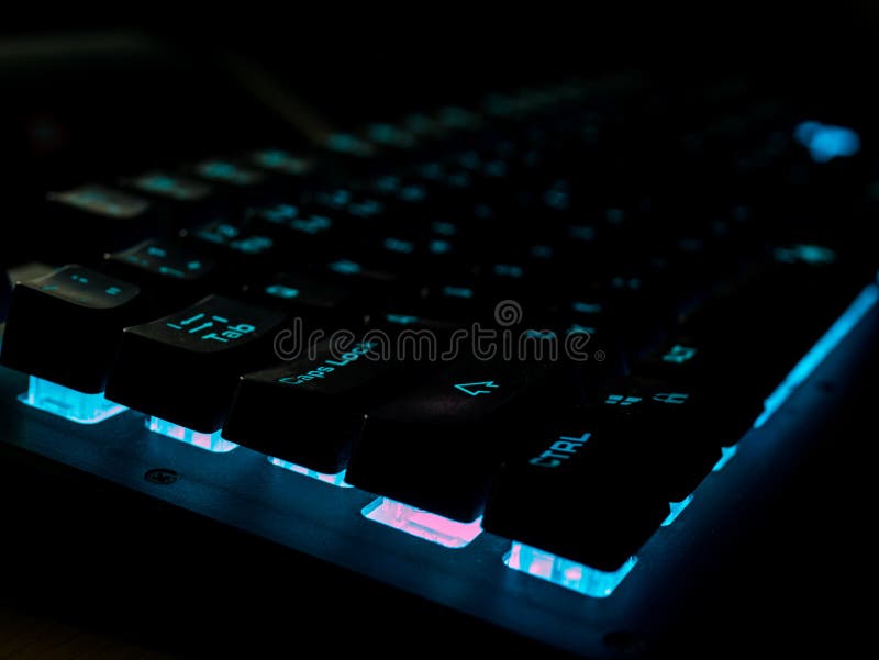 Color Backlit Gaming Keyboard Glows in the Dark Stock Photo - Image of ...