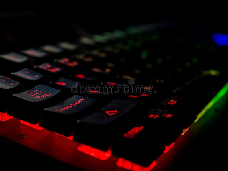 Color Backlit Gaming Keyboard Glows in the Dark Stock Image - Image of ...