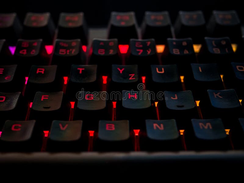 Color Backlit Gaming Keyboard Glows in the Dark Stock Image - Image of ...