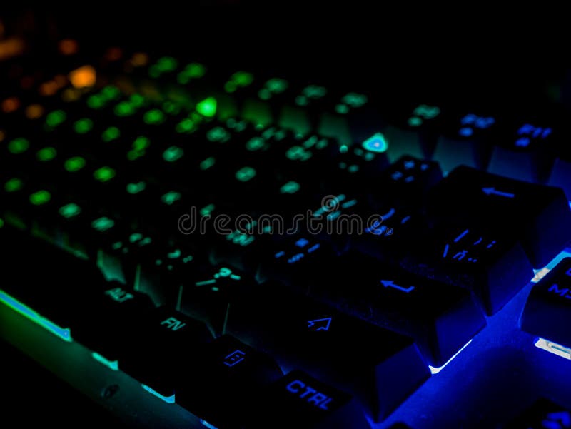 Color Backlit Gaming Keyboard Glows in the Dark Stock Photo - Image of ...