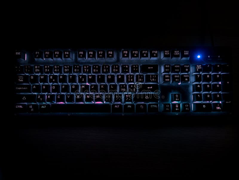 Color Backlit Gaming Keyboard Glows in the Dark Stock Image - Image of ...