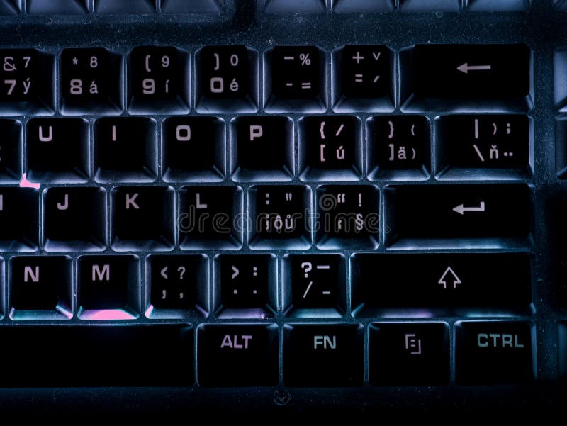 Color Backlit Gaming Keyboard Glows in the Dark Stock Photo - Image of ...