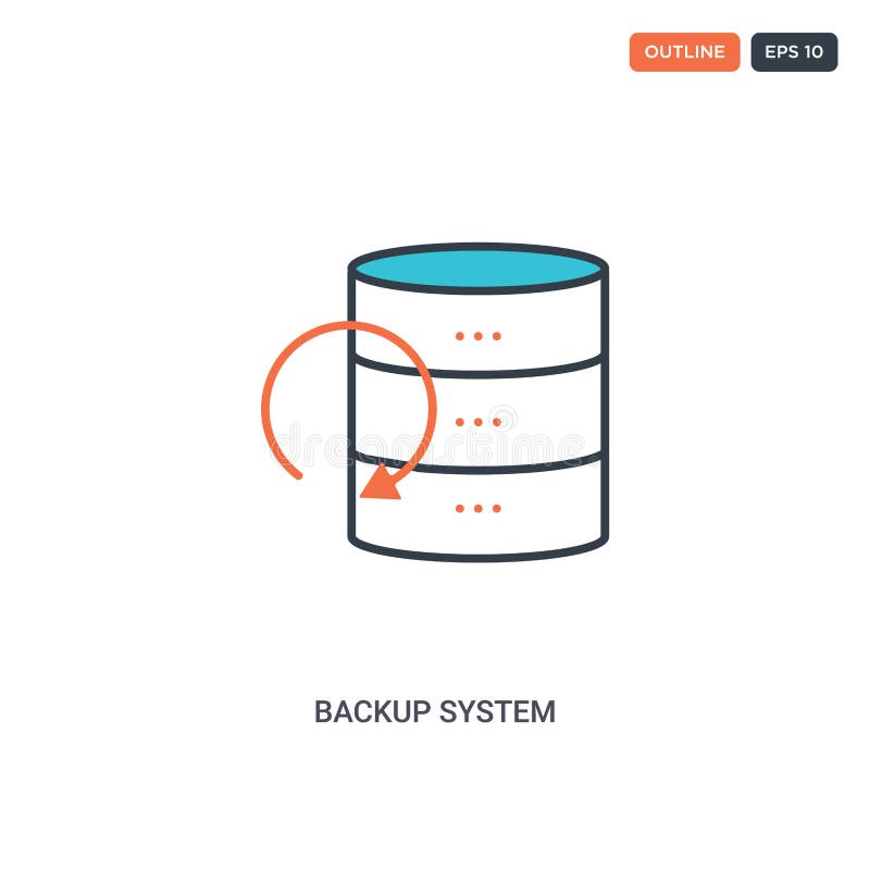 2 Color Backup System Concept Line Vector Icon. Isolated Two Colored ...