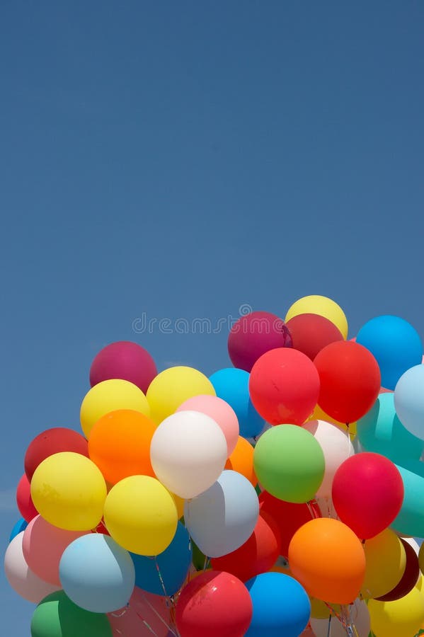 Color Balloons in Deep Blue Sky 4 Stock Photo - Image of flying ...