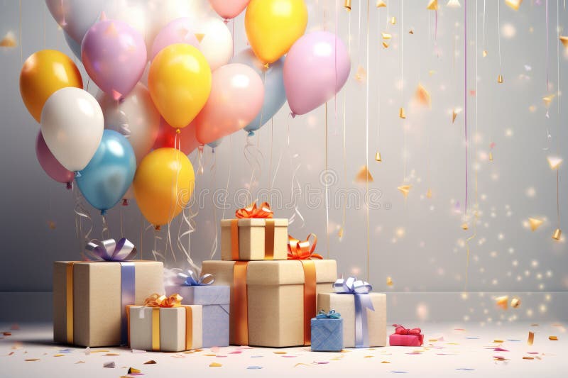 Color Balloons an Gift Boxes for Birthday Decoration, AI Generated ...