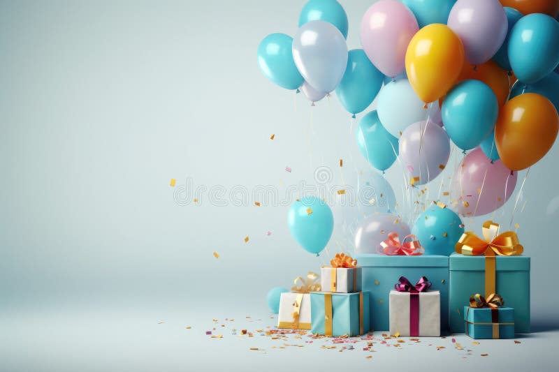 Color Balloons an Gift Boxes for Birthday Decoration, AI Generated ...