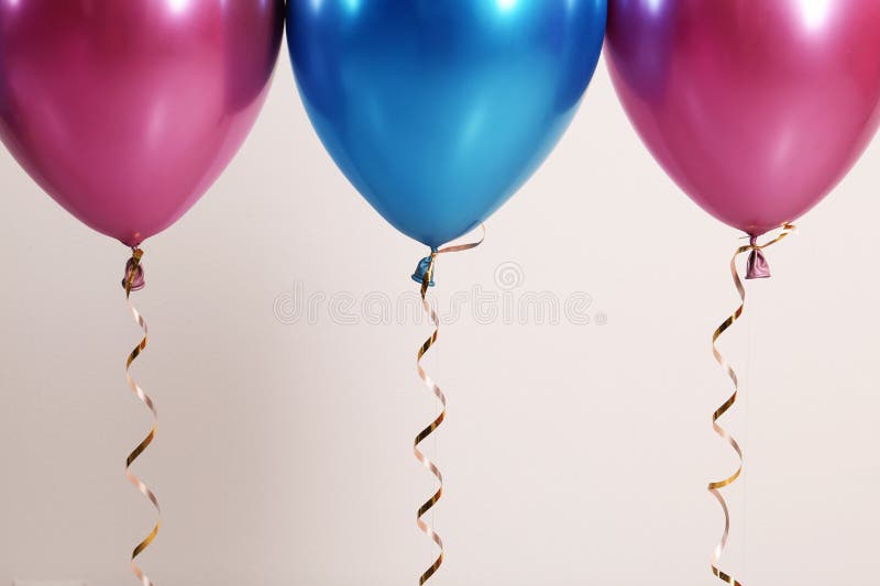 Red Balloons with Ribbons stock photo. Image of three - 35692318