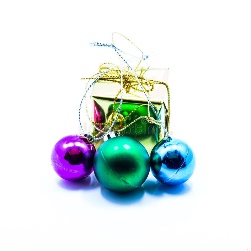 Color Balls and Gift Box Christmas Stock Image - Image of colorful ...